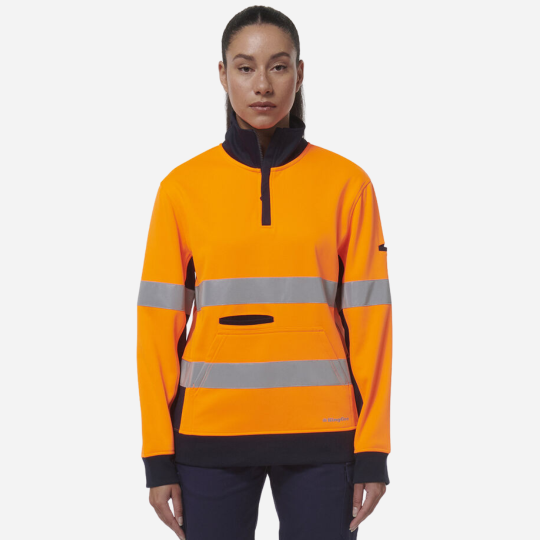 KingGee Women's Taped Spliced 1/4 Zip Fleece Work Jumper K45009 ...