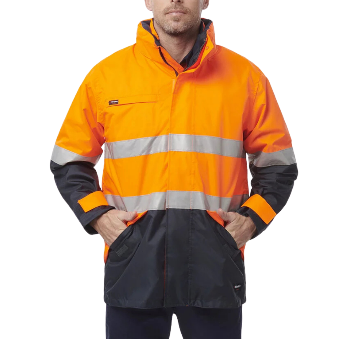 KingGee Men's Originals 4 in 1 Waterproof Hi-Vis 2-Tone Taped Work Jac ...