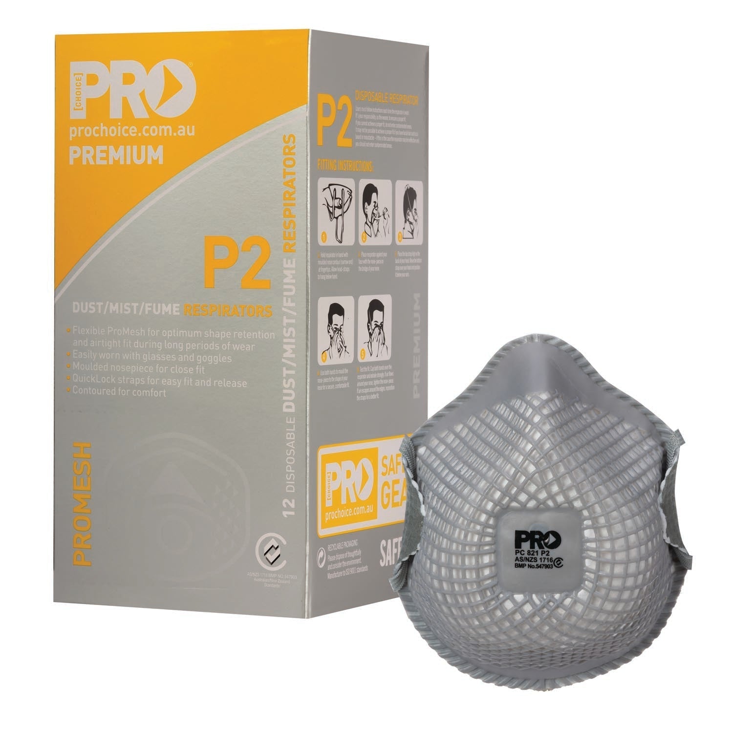 PRO CHOICE MESH DUST MASK P2 MESH BOX OF 12 (PC821) – Ausworkwear & Safety